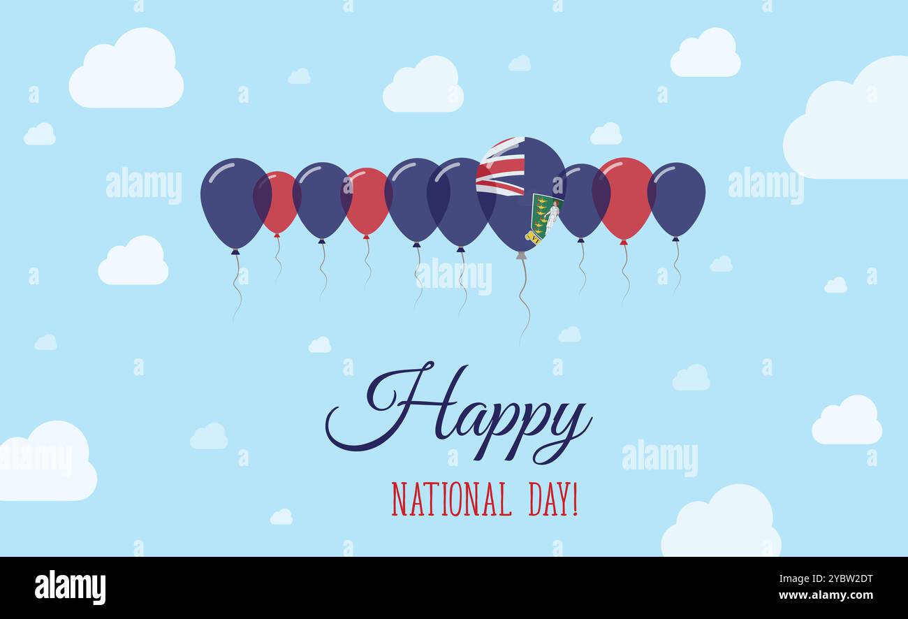 British Virgin Islands Independence Day Sparkling Patriotic Poster. Row ...