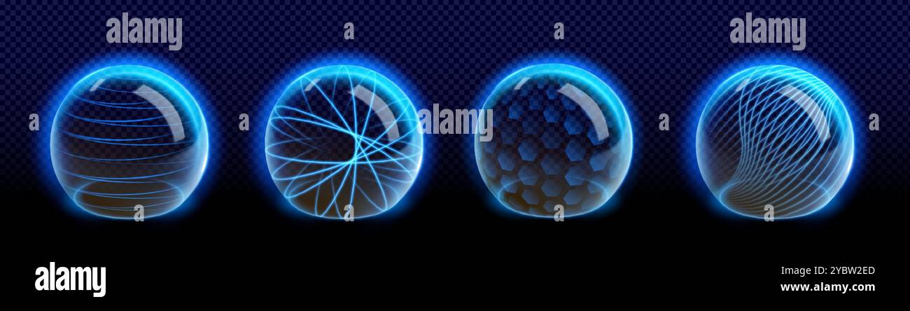 Glass shield spheres set isolated on transparent background. Vector ...