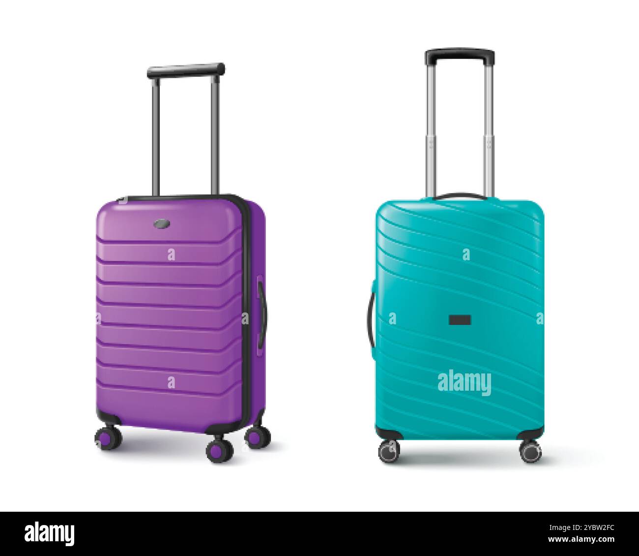 Modern wheel suitcases set isolated on white background. Vector ...