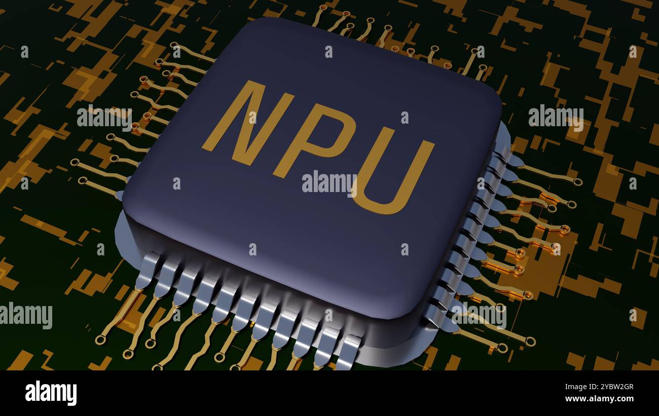 3d Rendering Of Neural Processing Unit Called Npu Processor An Ai Accelerator Or Deep Learning