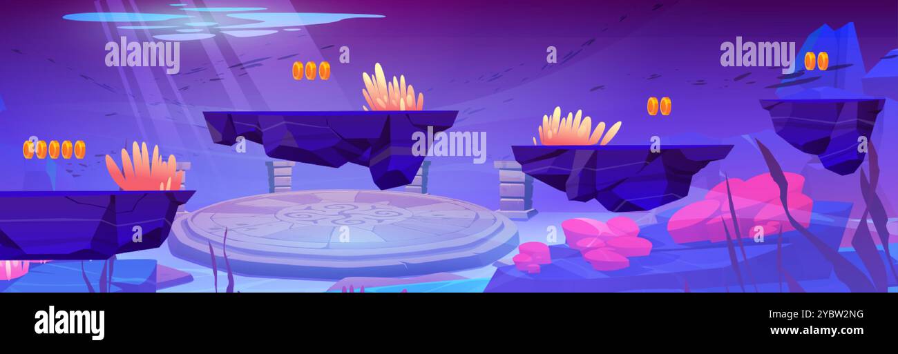 Arcade game ui level design with jump and run floating platform with ...