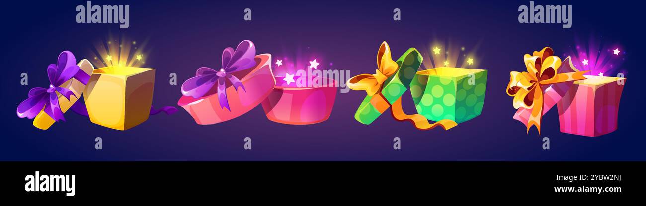 Surprise gift boxes set isolated on background. Vector cartoon ...