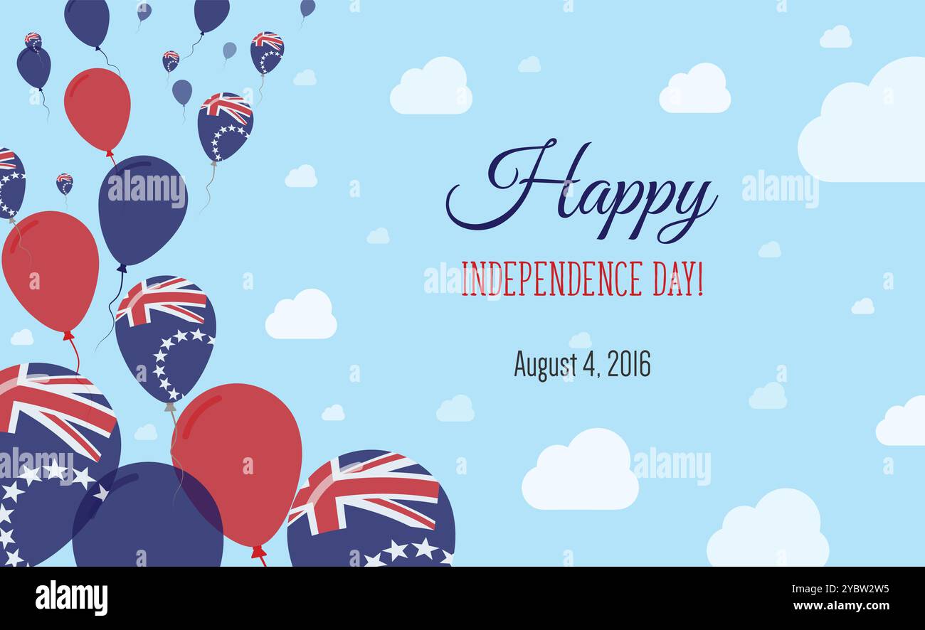 Cook Islands Independence Day Sparkling Patriotic Poster. Row of ...