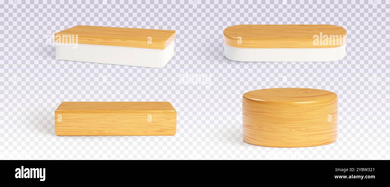 Wooden platforms set isolated on transparent background. Vector ...