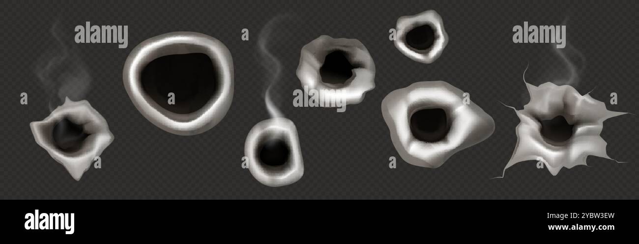 Gun bullet hole from shot. Weapon target mark 3d illustration. Isolated ...