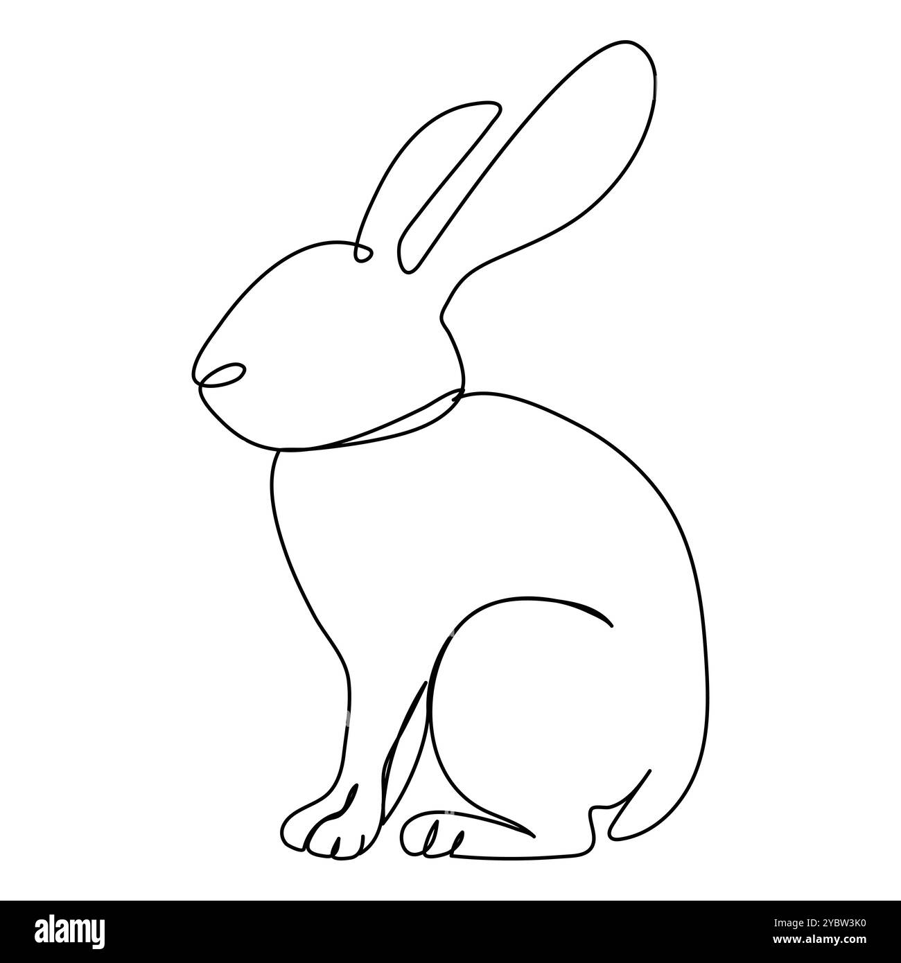 Bunny rabbit in continuous line art drawing style. Hare black linear ...