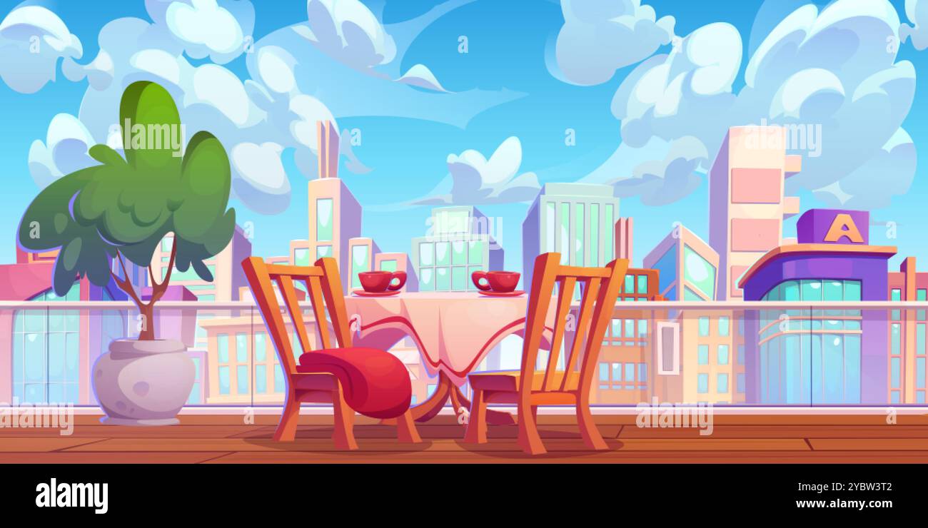 Rooftop terrace drink view Stock Vector Images - Alamy