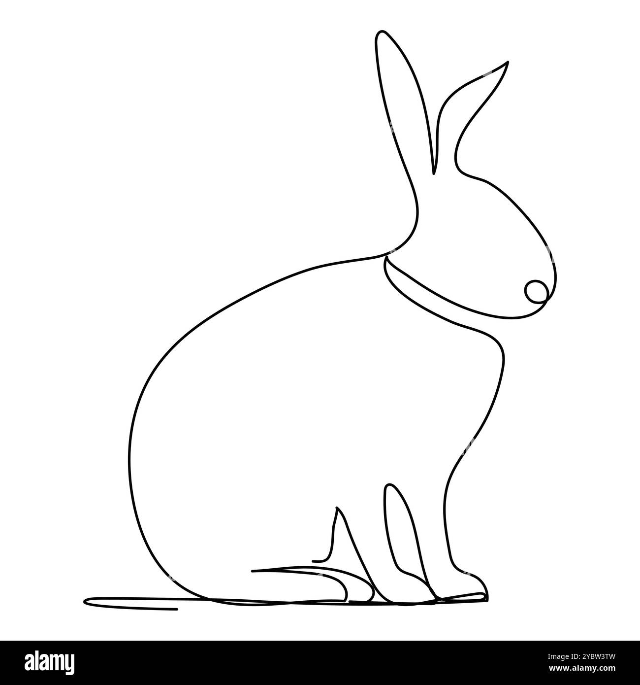 Bunny rabbit in continuous line art drawing style. Hare black linear ...