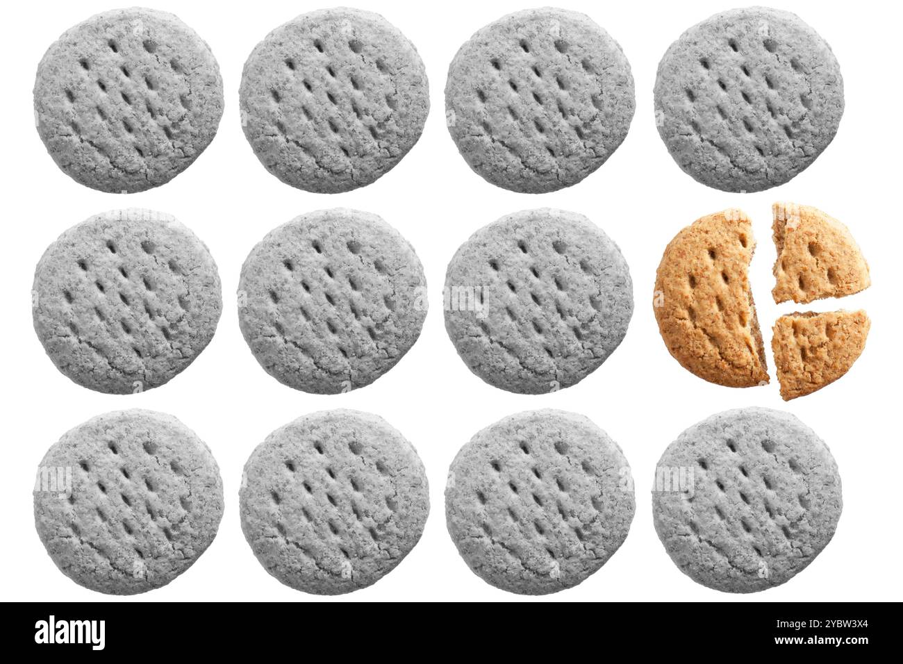 Single isolated broken biscuit in white background Stock Photo - Alamy