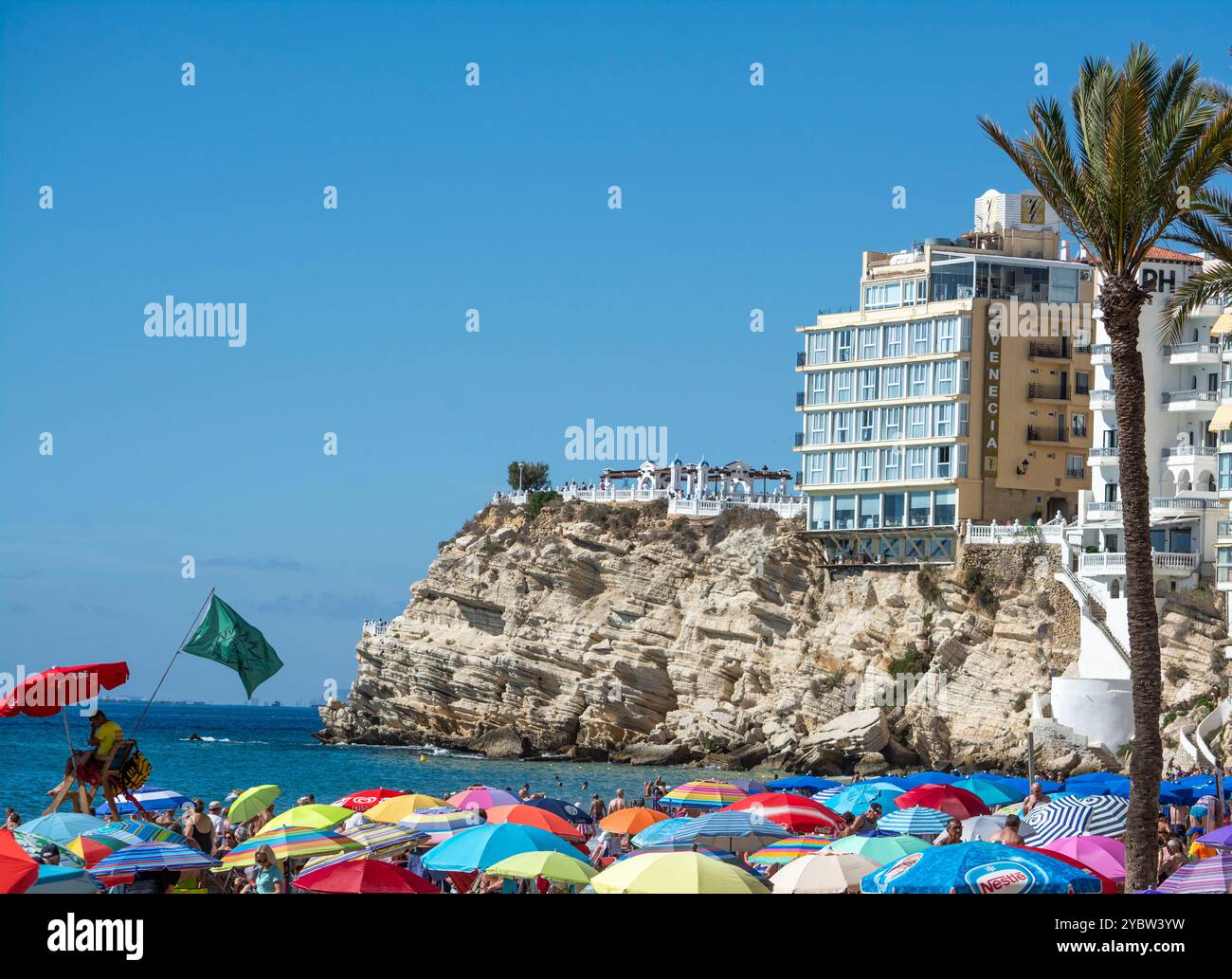 Benidorm old town viewed from Levante beach Stock Photo - Alamy