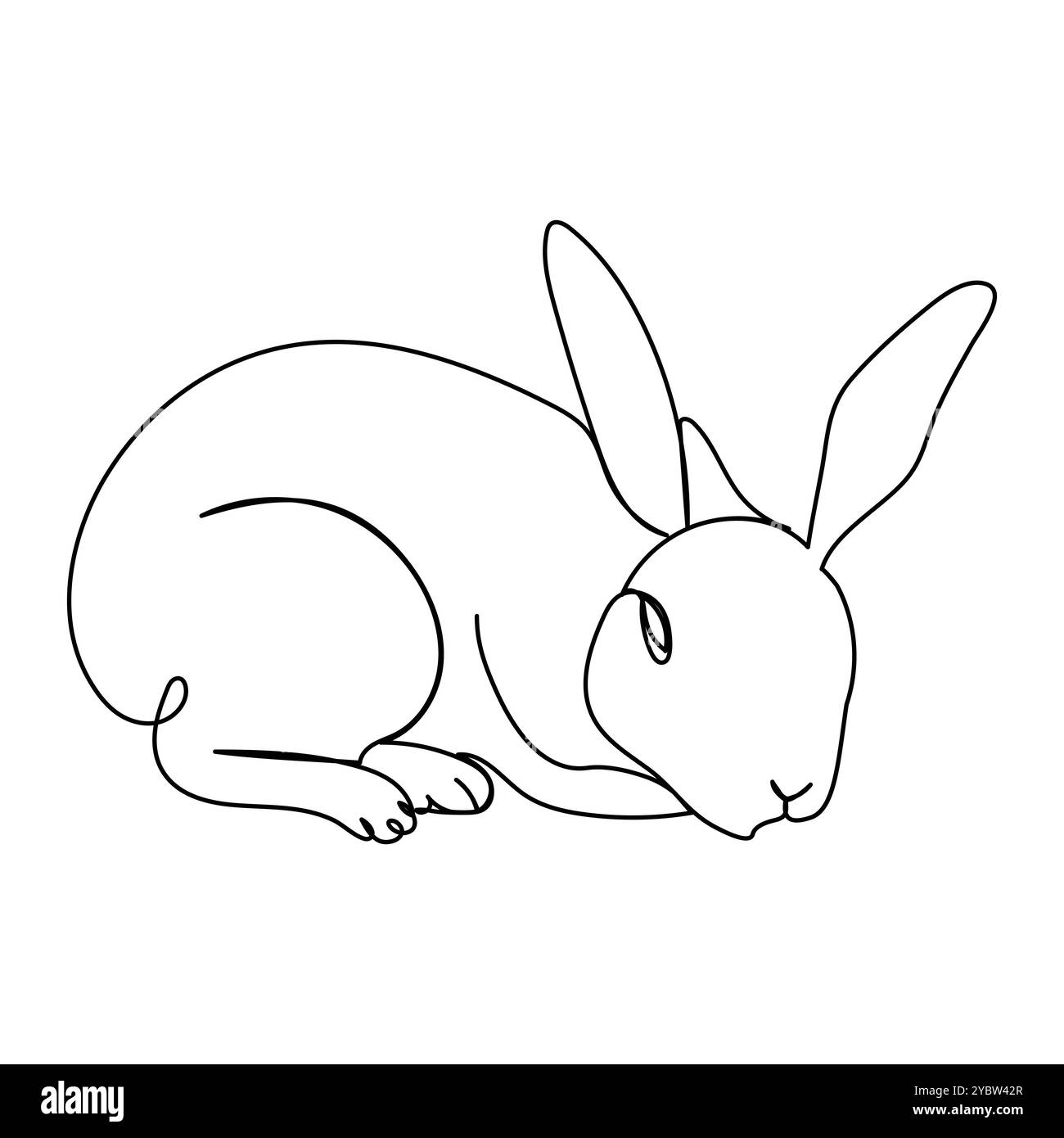 Bunny rabbit in continuous line art drawing style. Hare black linear ...