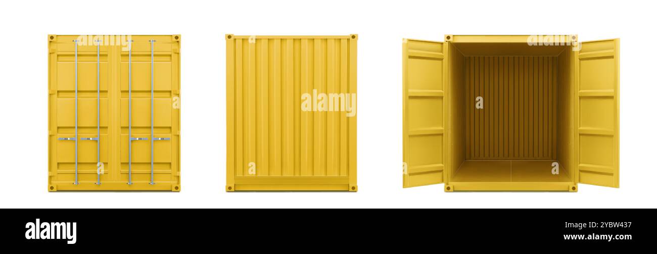 Realistic 3d yellow container for cargo shipping. Vector illustration ...