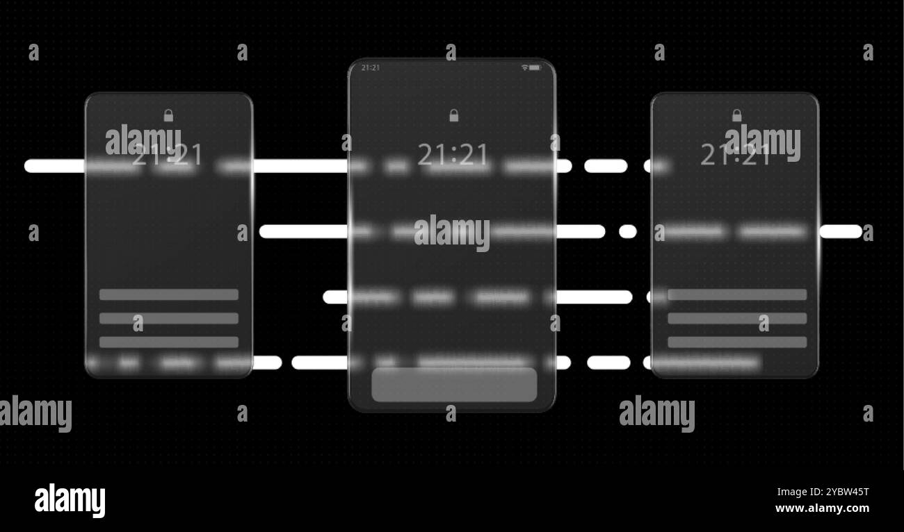 Mobile phone screen ui set isolated on black background. Vector ...