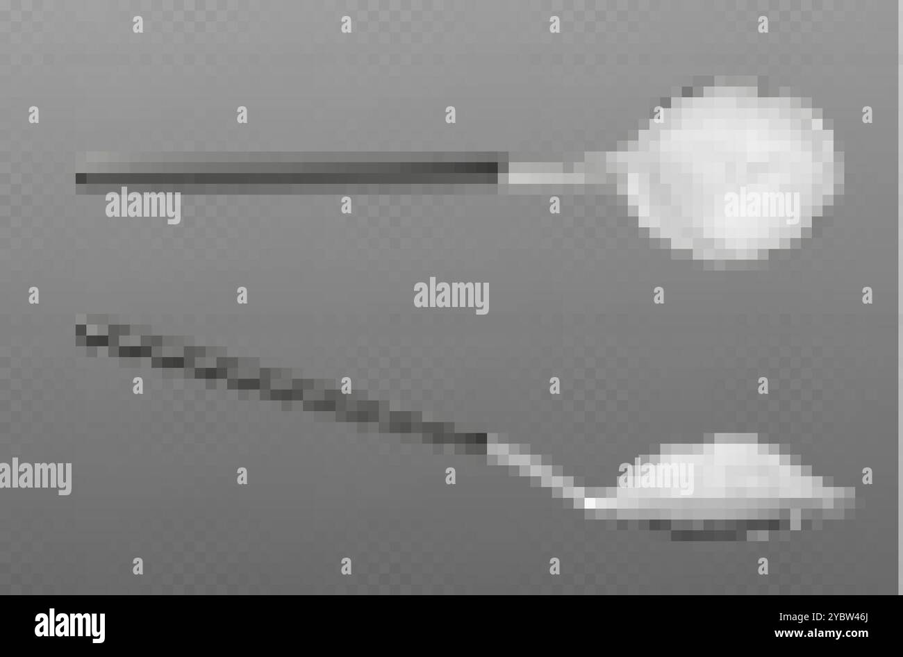 Realistic salt crystal powder in spoon top and side view on transparent ...