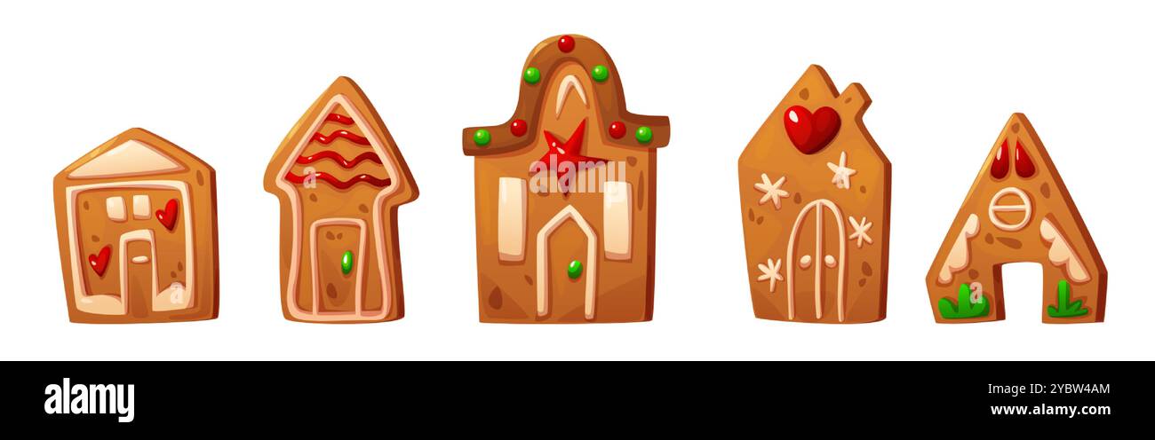 Gingerbread house cookie Christmas illustration. Ginger bread village ...