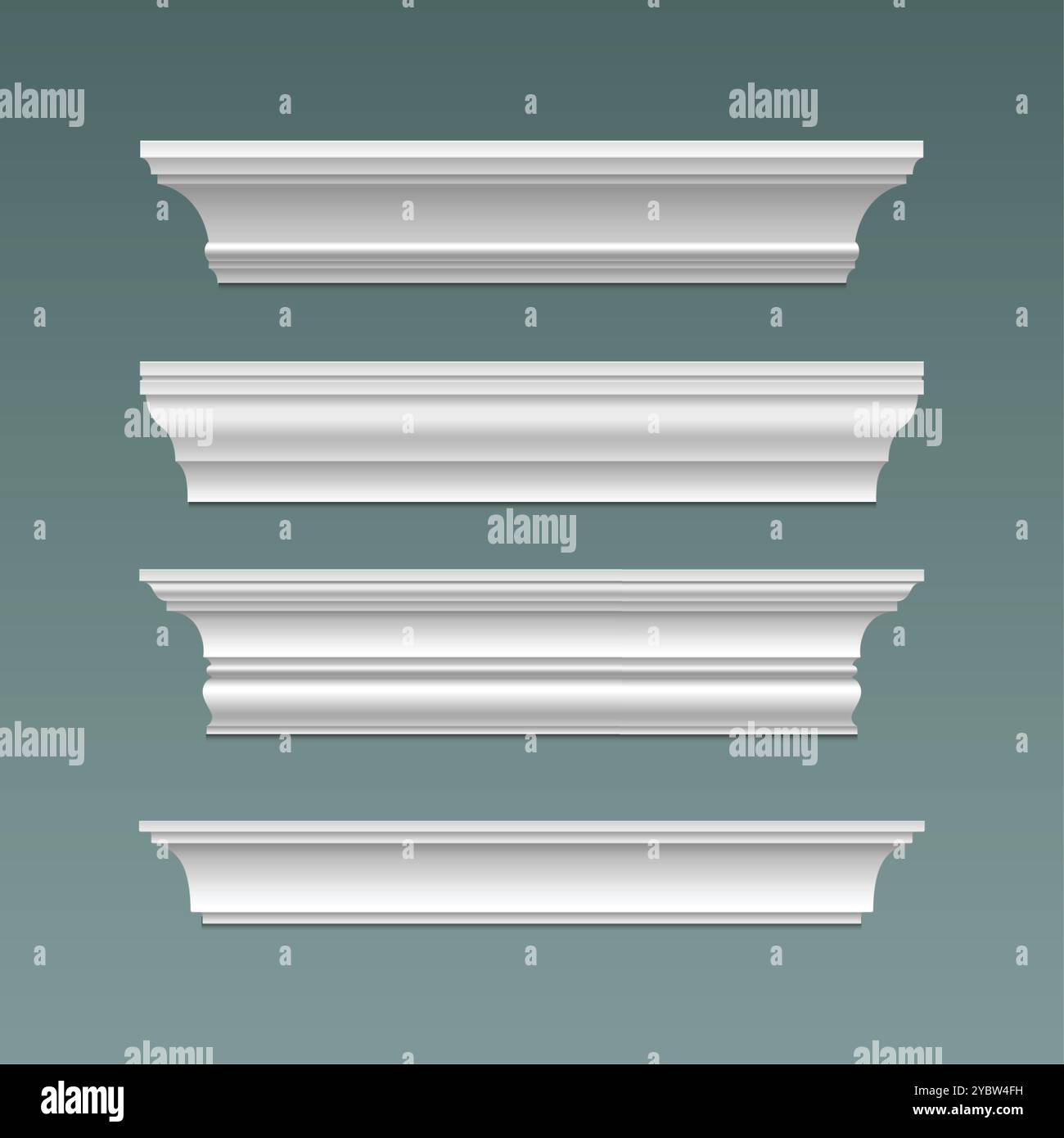 Crown cornice trim for ceiling. Wall moulding isolated frame ...