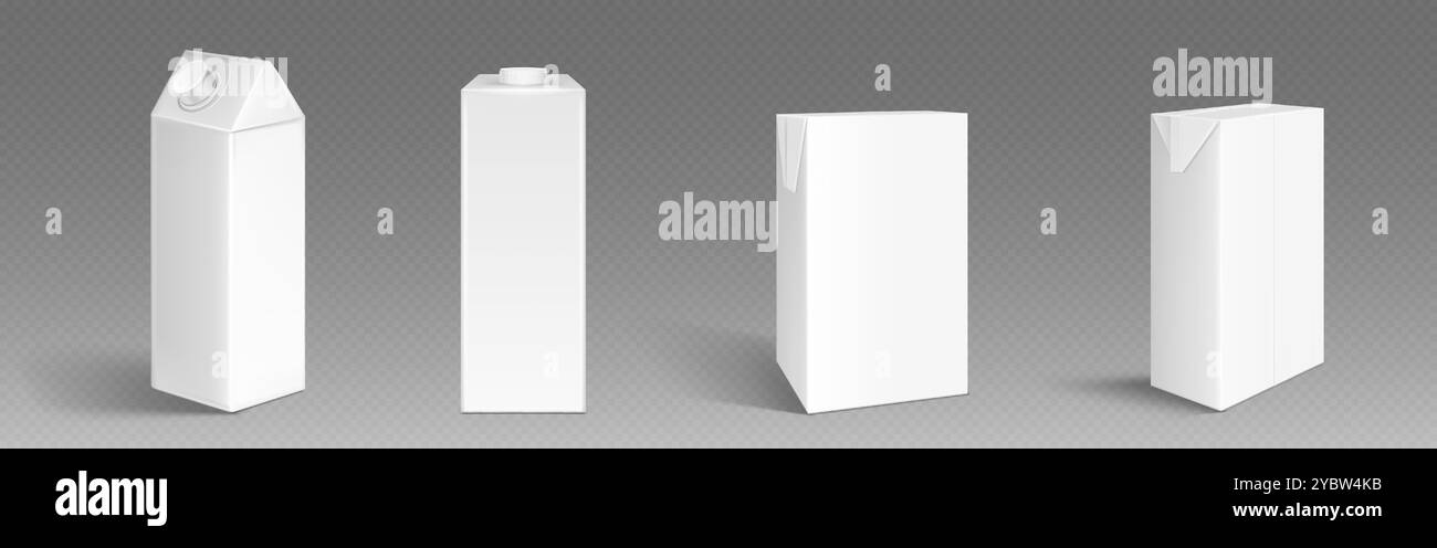 Milk or juice carton 3d white blank pack mockup. Isolated drink package ...