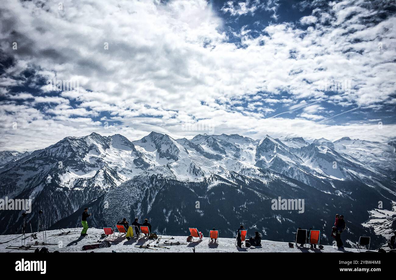 A spectacular view of the Swiss Alps in winter, with fresh snow and ...