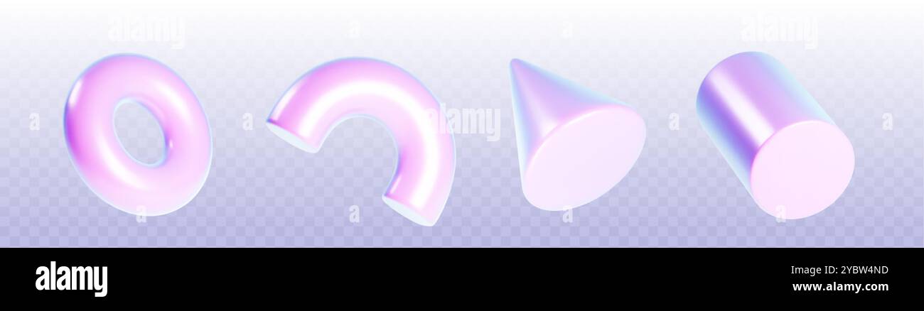 3d abstract shape render. Holographic figure art. Isometric gradient ...