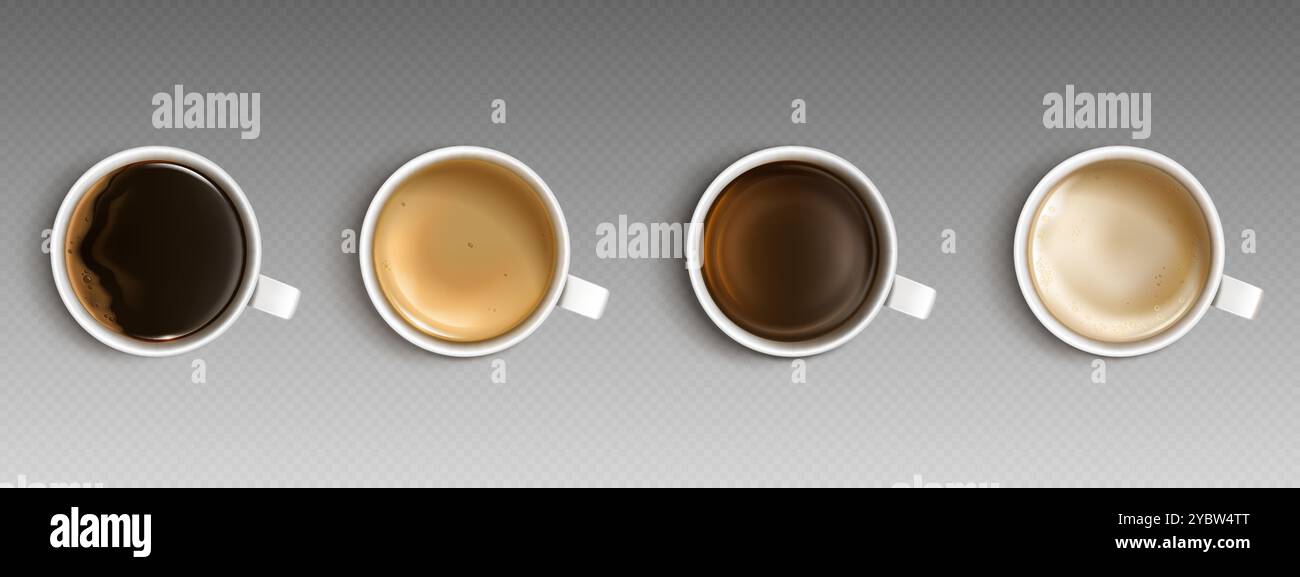 Coffee cup top view. 3d cappuccino mug isolated vector. Tea, espresso ...
