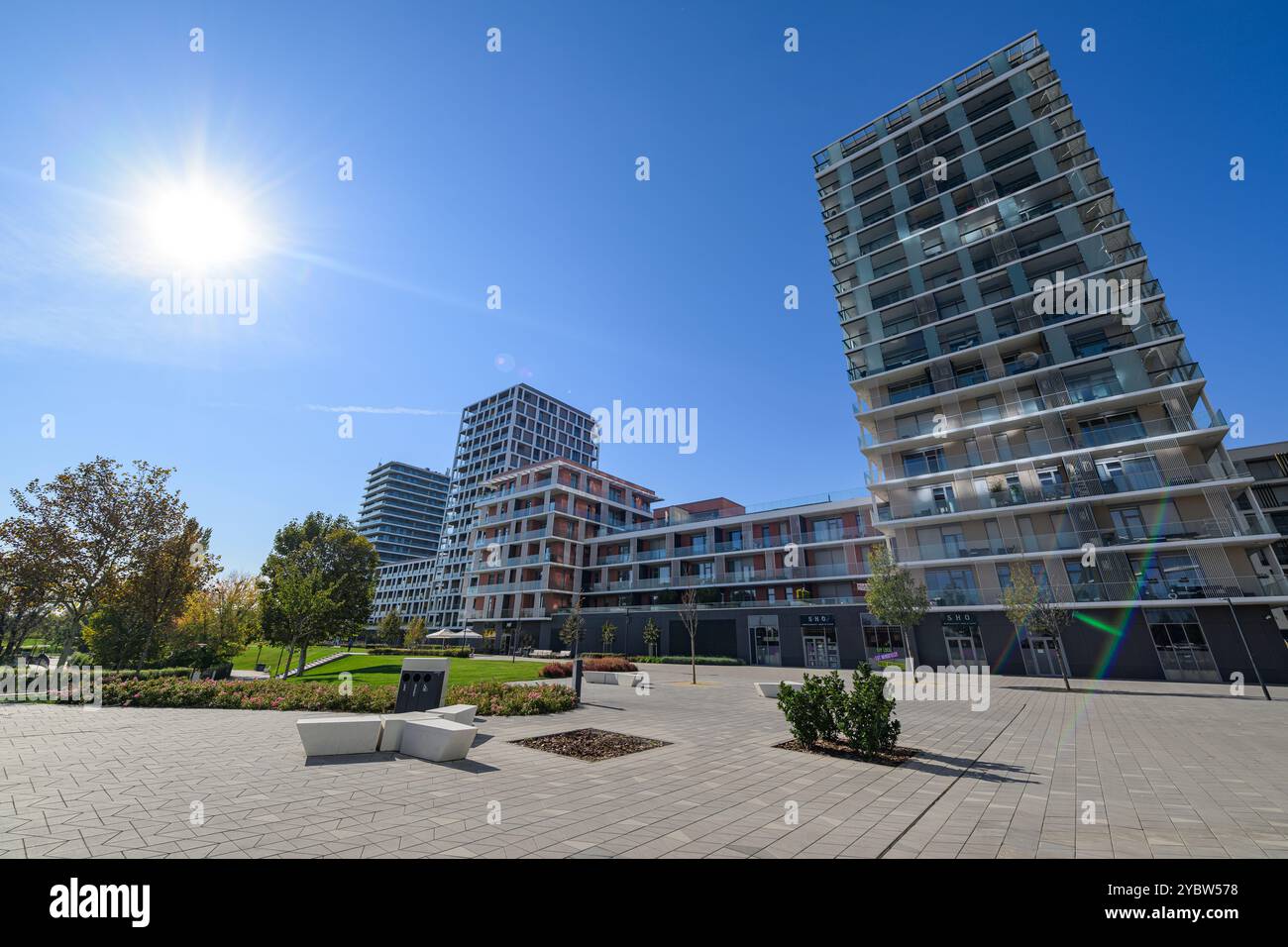 Mol Campus Tower at Kopaszi Dam in Budapest, Hungary Stock Photo - Alamy