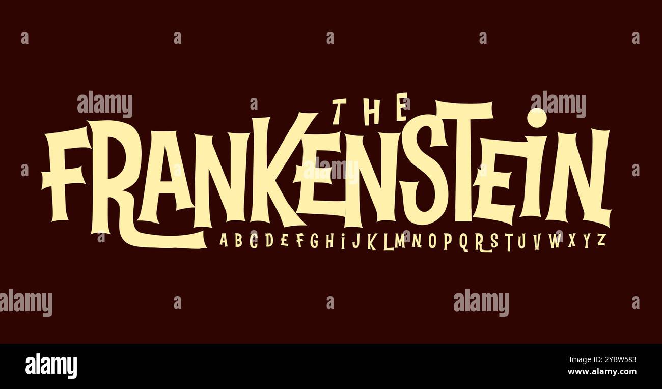 Spooky yet playful font, quirky horror-inspired letters, bold retro ...