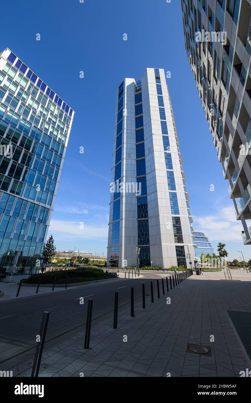Mol Campus Tower at Kopaszi Dam in Budapest, Hungary Stock Photo - Alamy