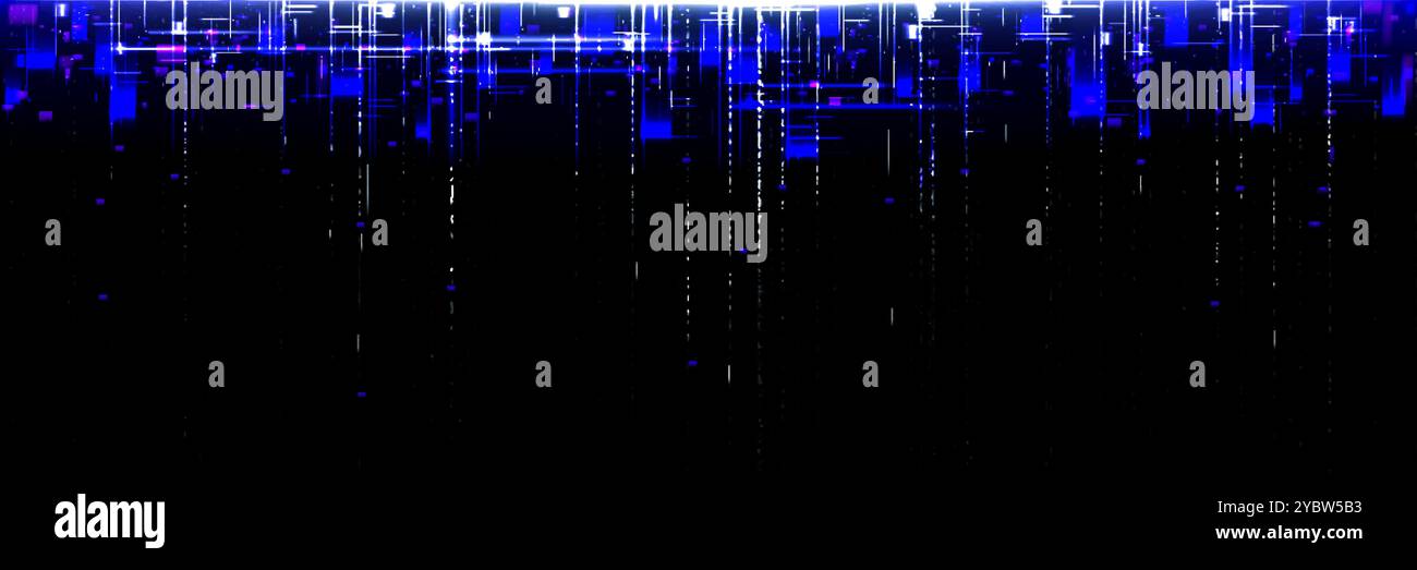 Vhs tv screen texture with blue and white lines and pixels on black ...
