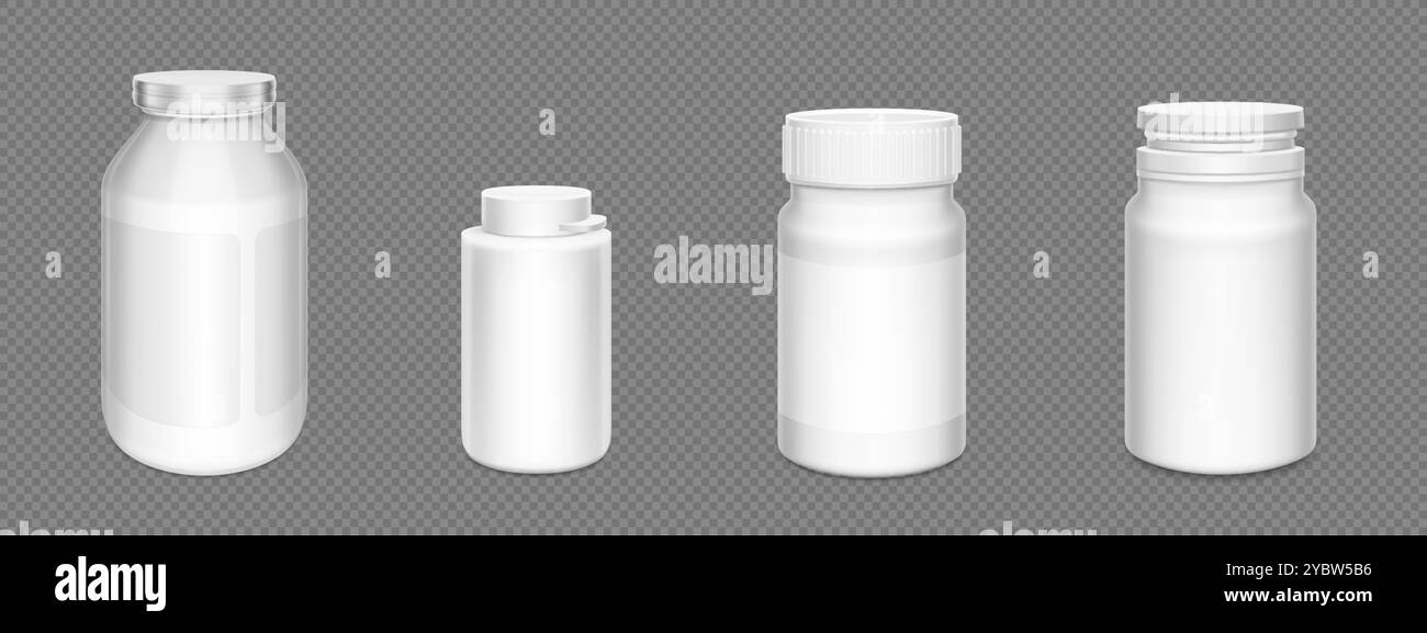 3d white plastic pill bottle. Supplement container package mockup ...