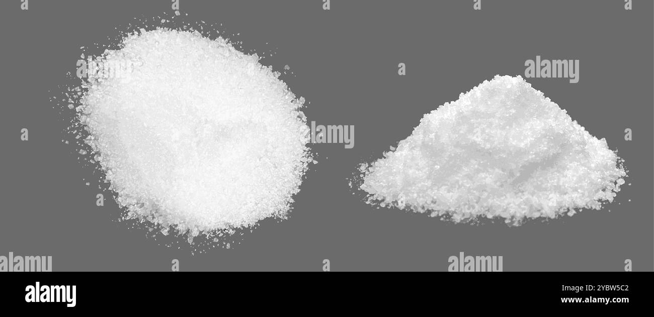 Sea salt piles set isolated on background. Vector realistic ...