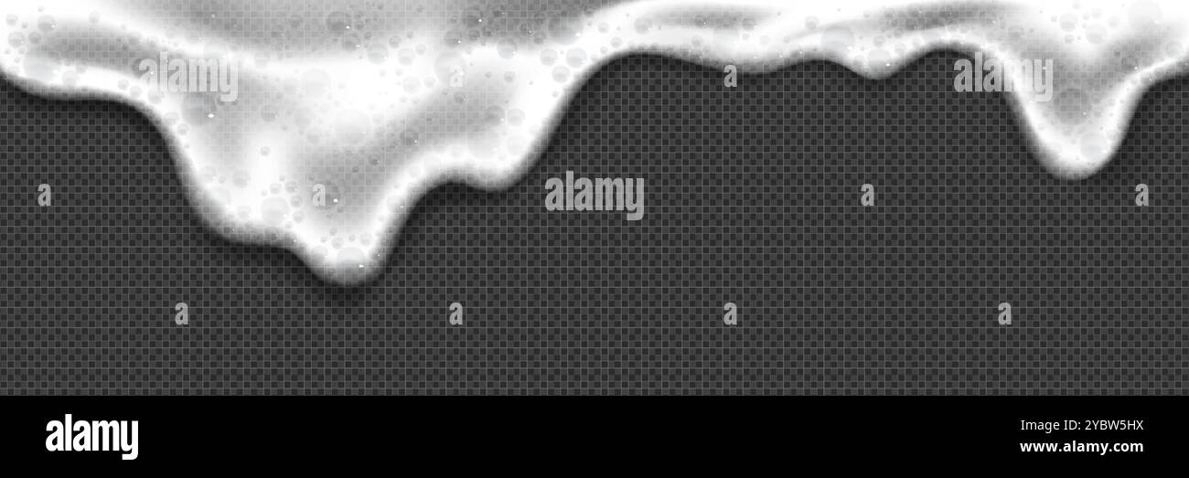 Beer foam texture. 3d white shampoo soap vector. Lather detergent wave ...