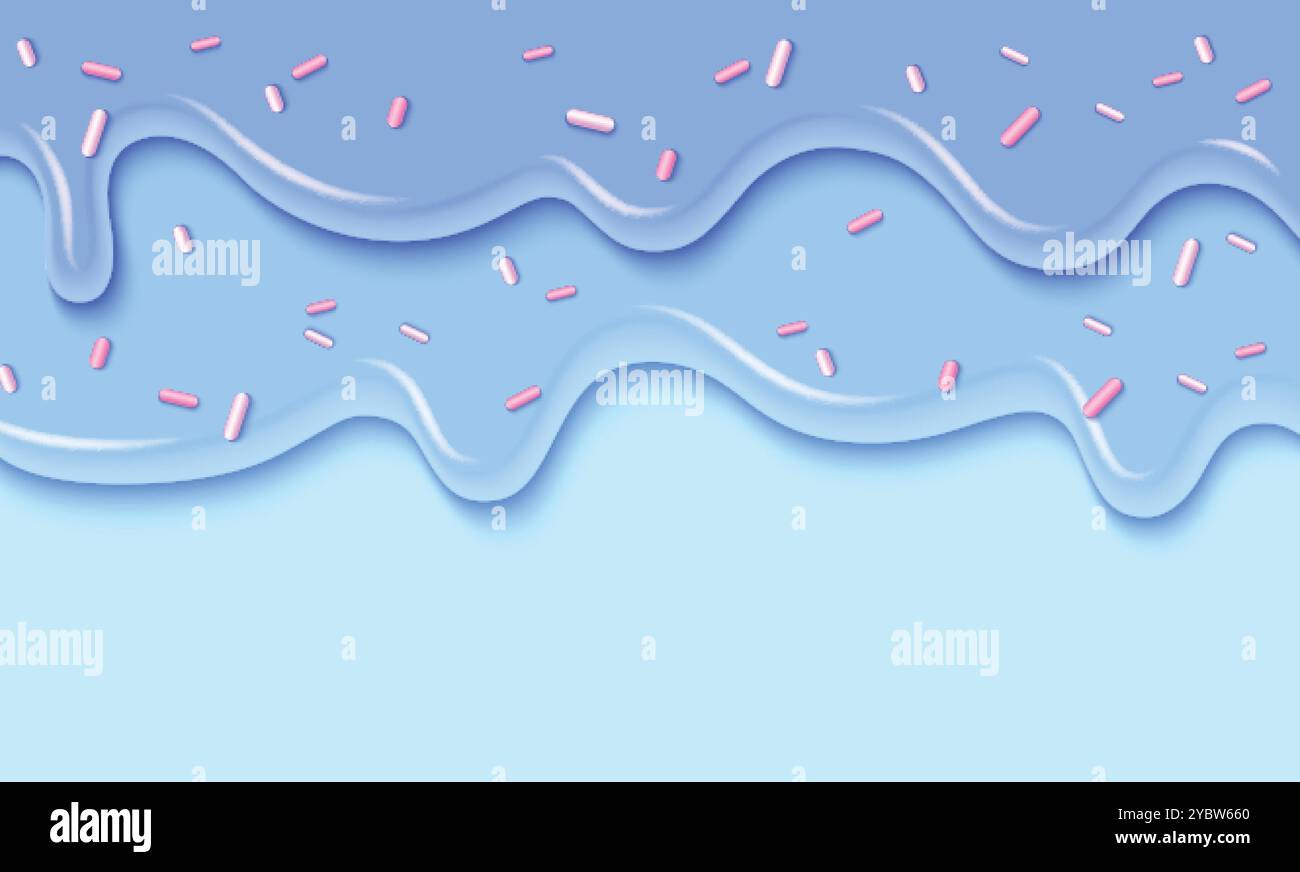 Blue pastel candy or ice cream drip with pink sprinkle decoration ...