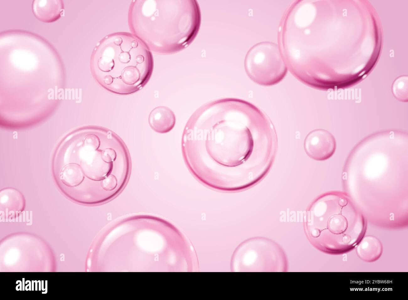Pink background with collagen cell pattern for skin care concept ...
