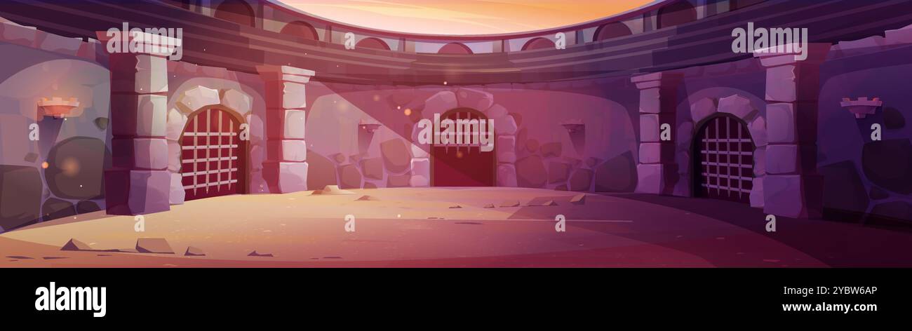 Ancient gladiator arena. Roman coliseum cartoon. Greek amphitheater ...