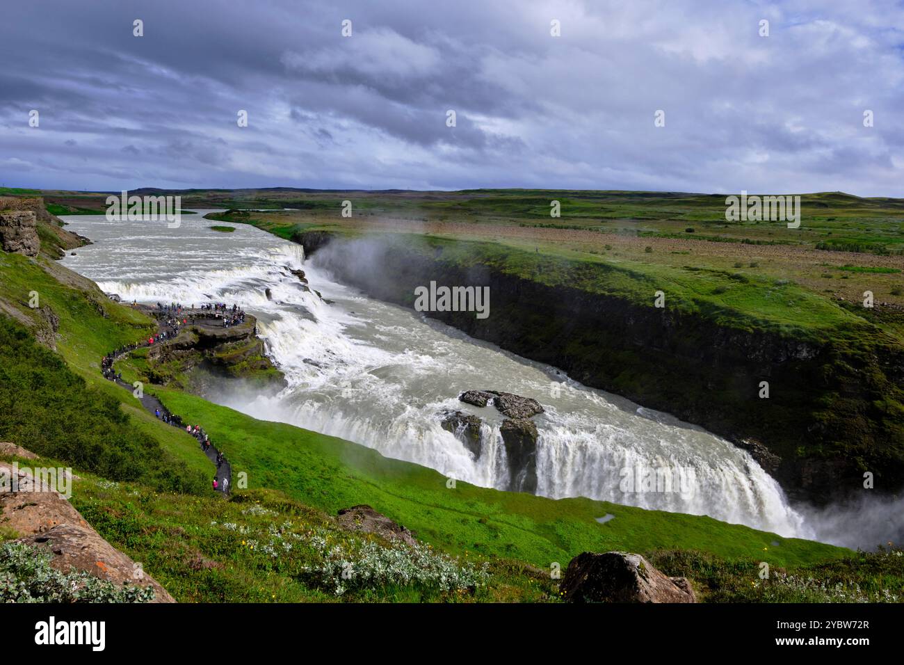 Iceland, Vesturland, South region, Gullfoss waterfall, Hvita river ...