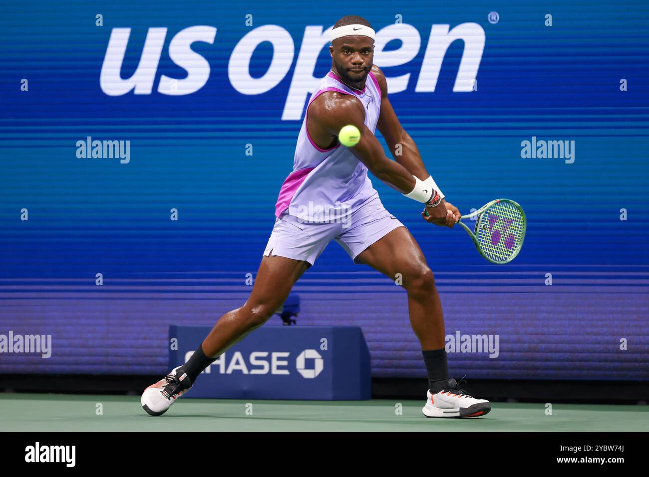 Tennis player Frances Tiafoe in action at the US Open 2024 ...