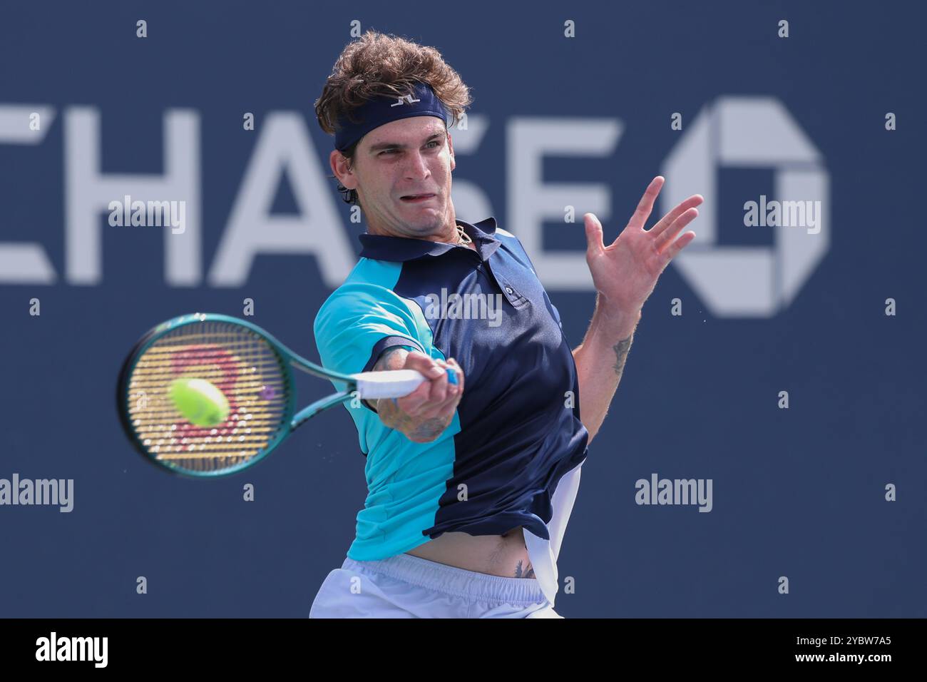 Tennis player Thiago Seyboth Wild of Brazil in action at the US Open ...