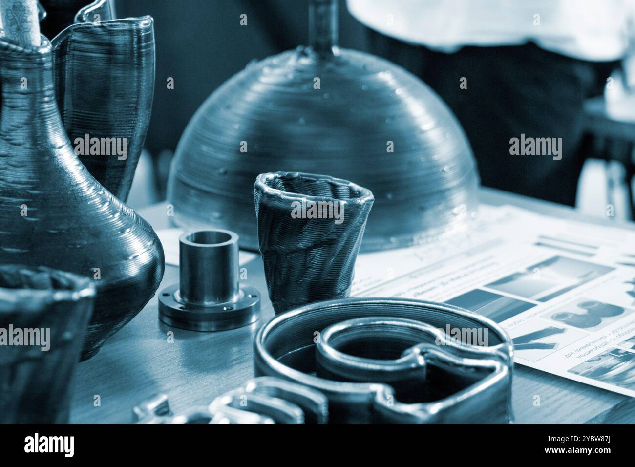 Model printed on 3D printer from metal. Object created on 3D printer ...