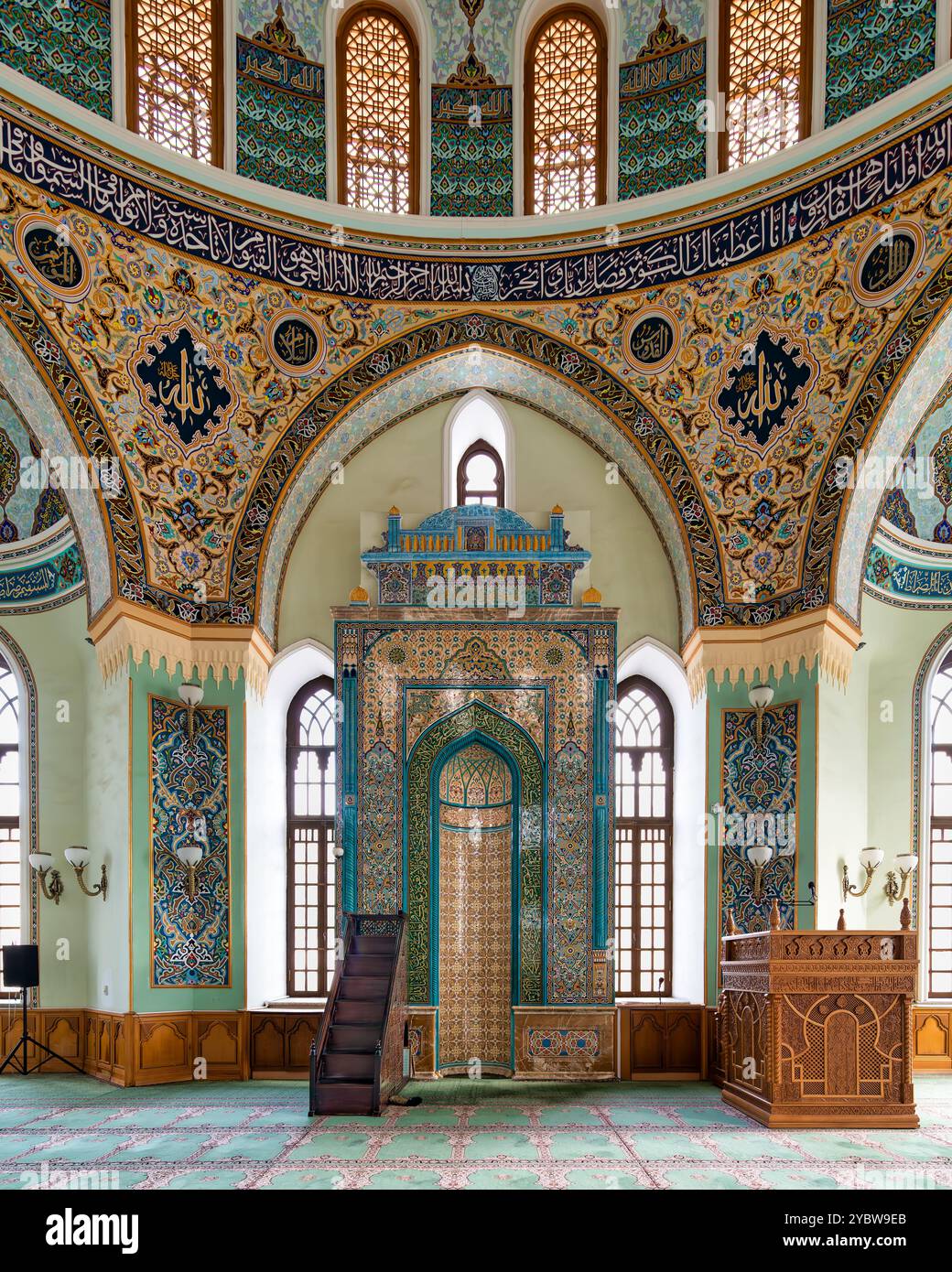 The elaborate Mihrab, also known as the Niche of Taza Pir Mosque in ...