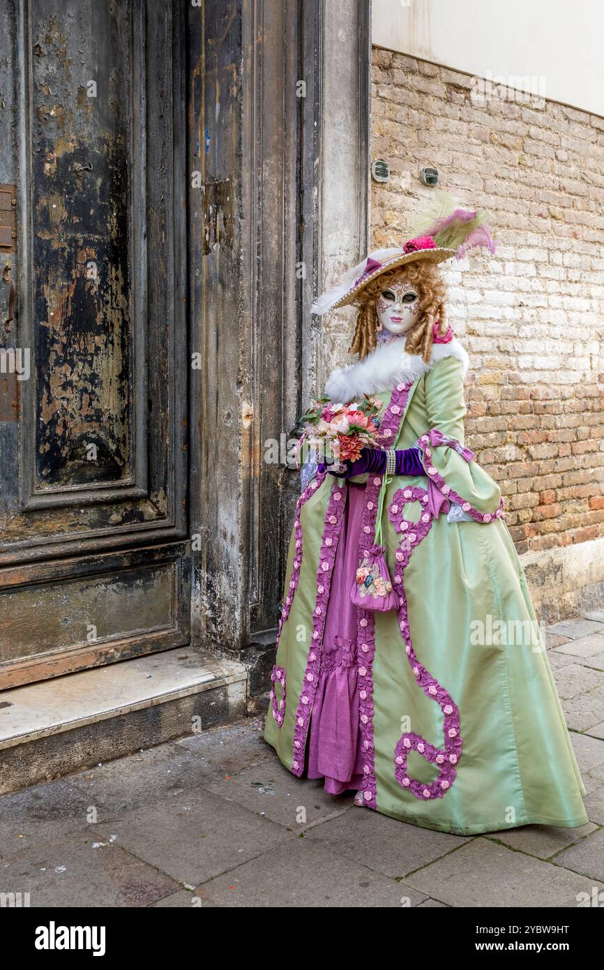Venice, Italy - February 4, 2024: Pretty costumes worn by a woman ...