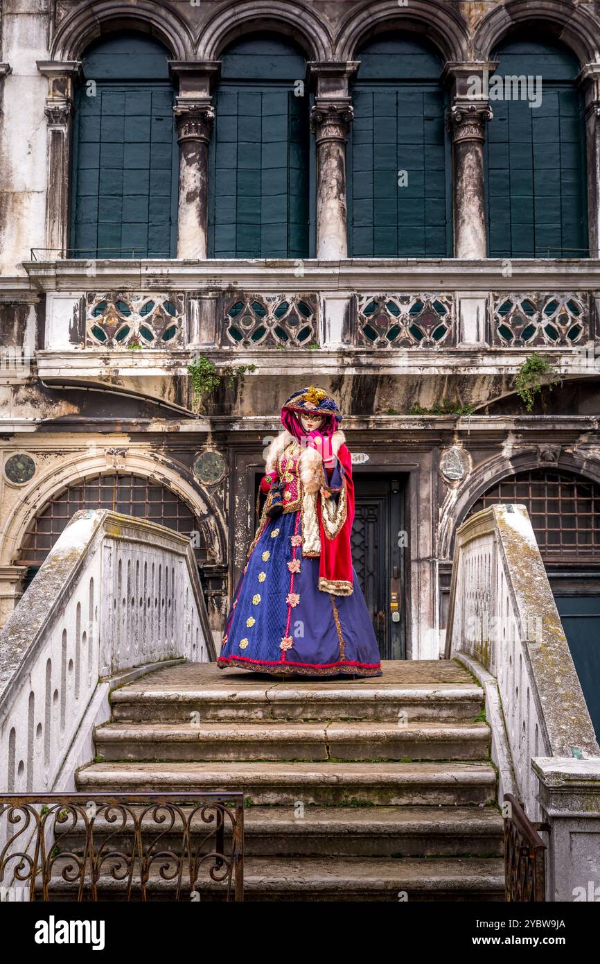 Venice, Italy - February 7, 2024: Pretty costume worn by a woman during ...