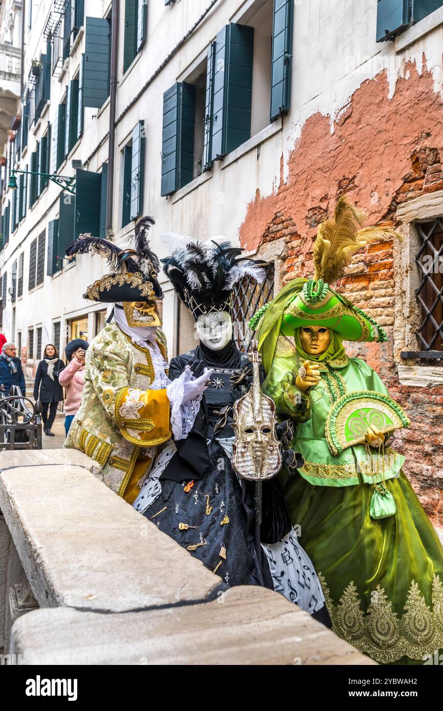 Venice, Italy - February 7, 2024: Pretty costumes worn by people during ...
