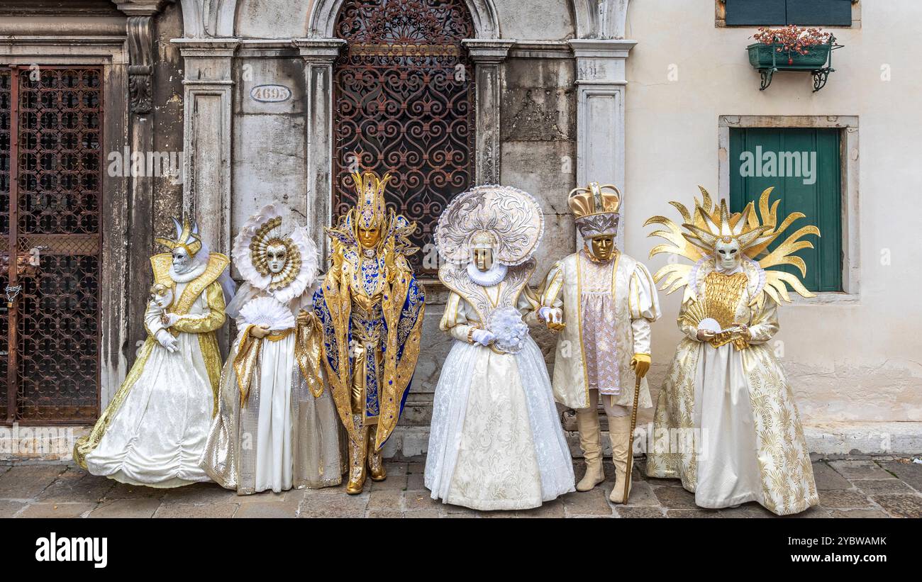 Venice, Italy - February 7, 2024: Pretty costumes worn by people during ...