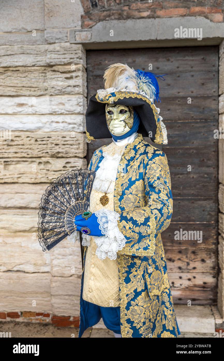 Venice, Italy - February 11, 2024: Pretty costumes worn by a man during ...