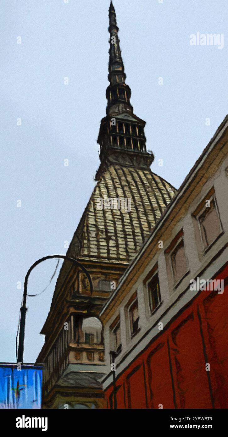 Pastel of one of the most important historical buildings in Turin ...