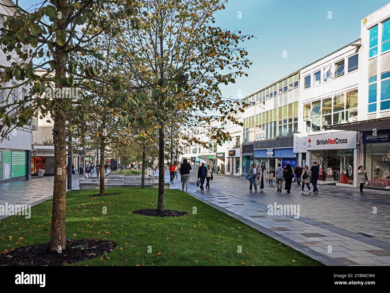 New George Street, Plymouth. Seen through thetrees planted as a part of ...