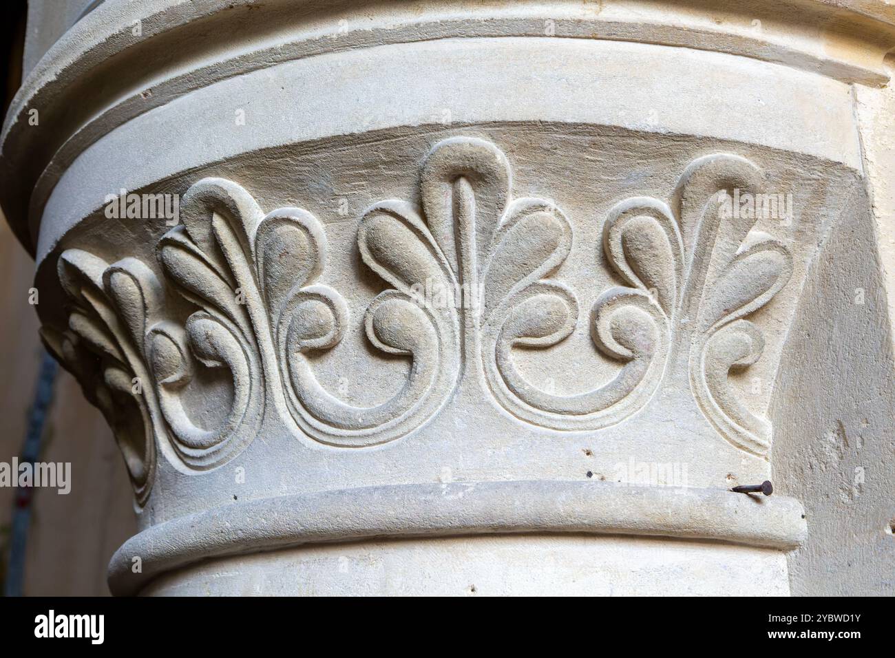 Carved stonework of stone columns, church of Saint George, Ogbourne St ...