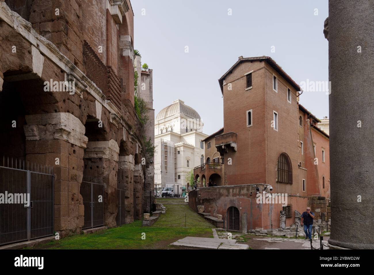 Rome Jewish Quarter. Synagogue in the Ghetto in background Stock Photo ...