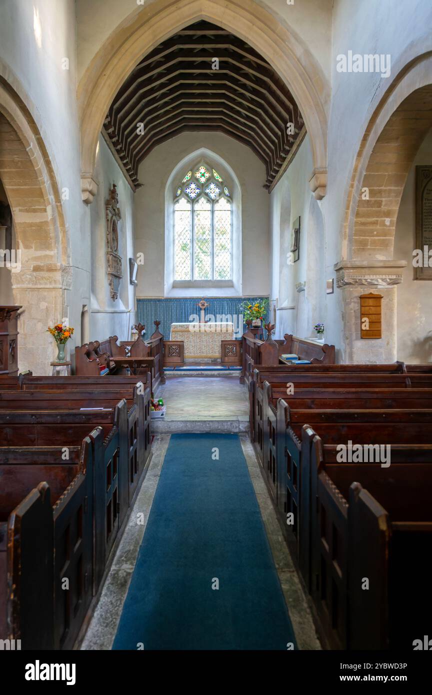 Interior of village parish church of Saint Andrew, Ogbourne St Andrew ...