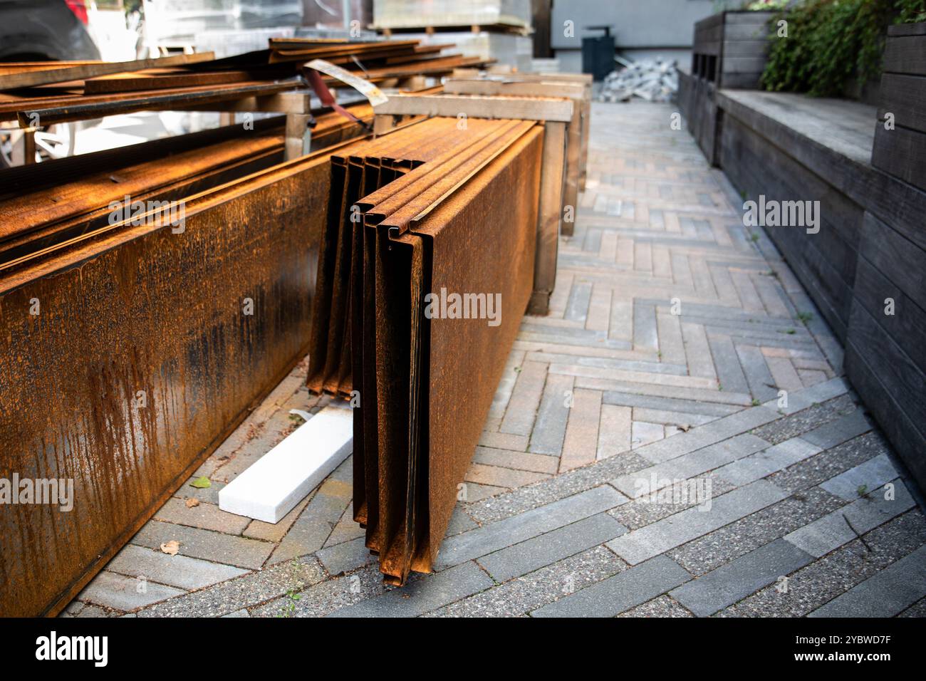 Facade metal decorative panels. Rusty texture background. Panels ...